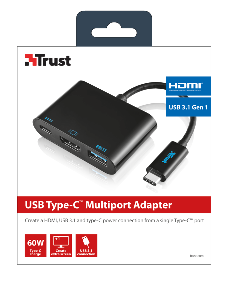 Trust USB-C --> Multipoort adapter - Gistron